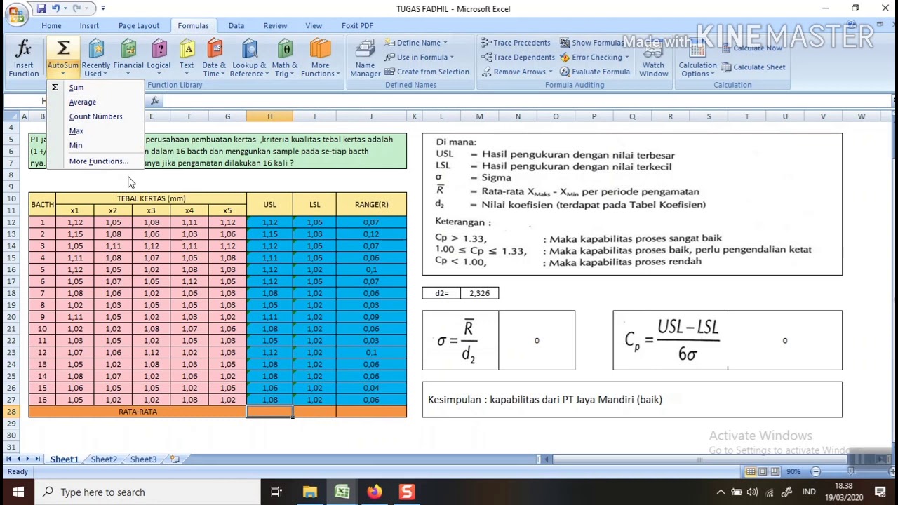 perhitungan kapabilitas proses dan nilai sigma - YouTube
