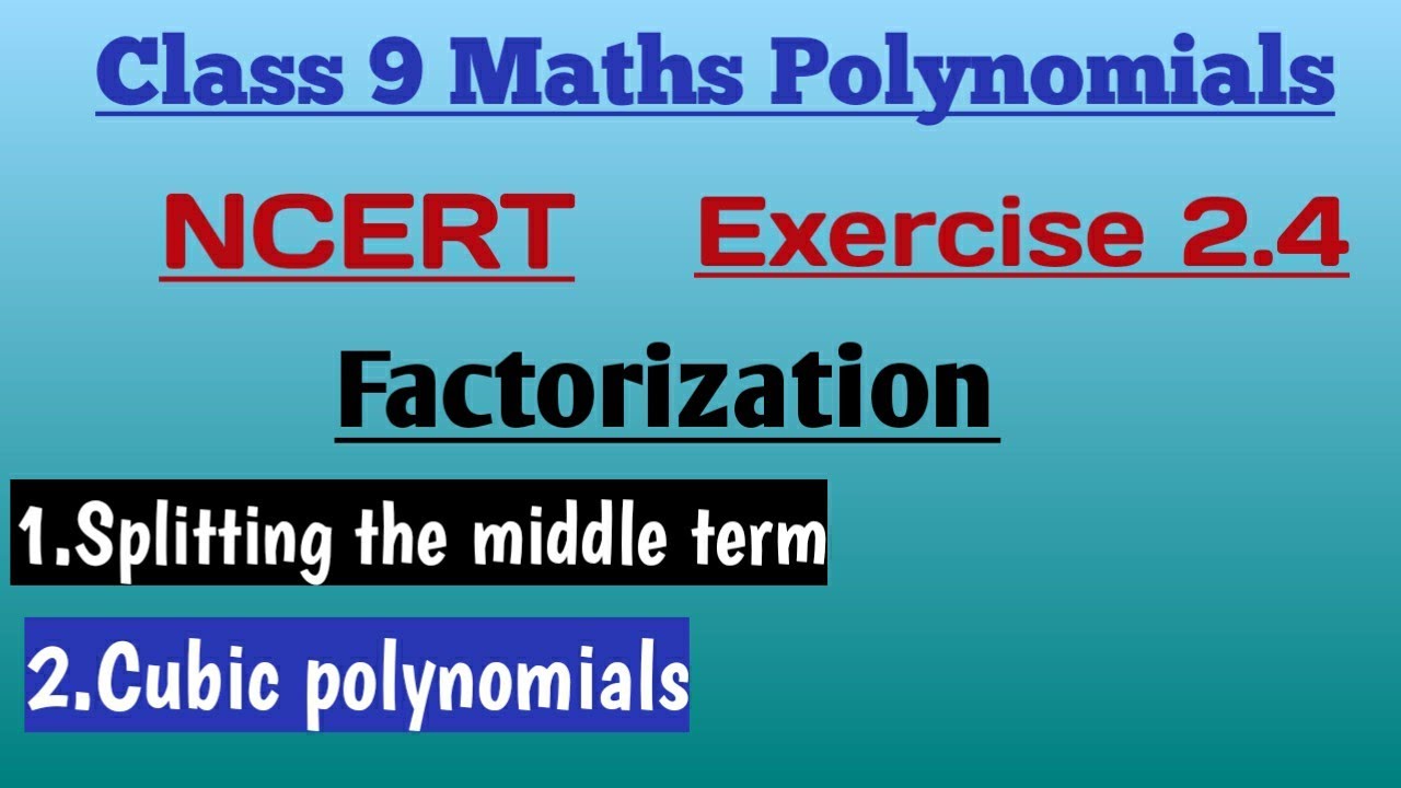 class 9 | Polynomials | Factorization | Ex 2.4 - YouTube