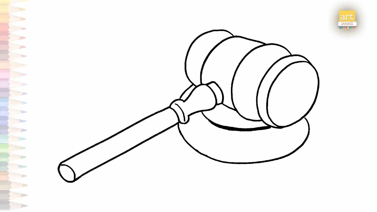 Gavel drawing easy | Outline drawings | How to draw A Gavel step by ...