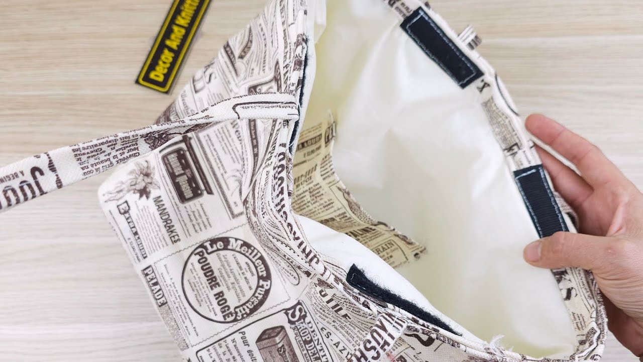 ADHESIVE VELCRO TOTE BAG TUTORIAL | Lined Simple Tote Bag | Shopping ...