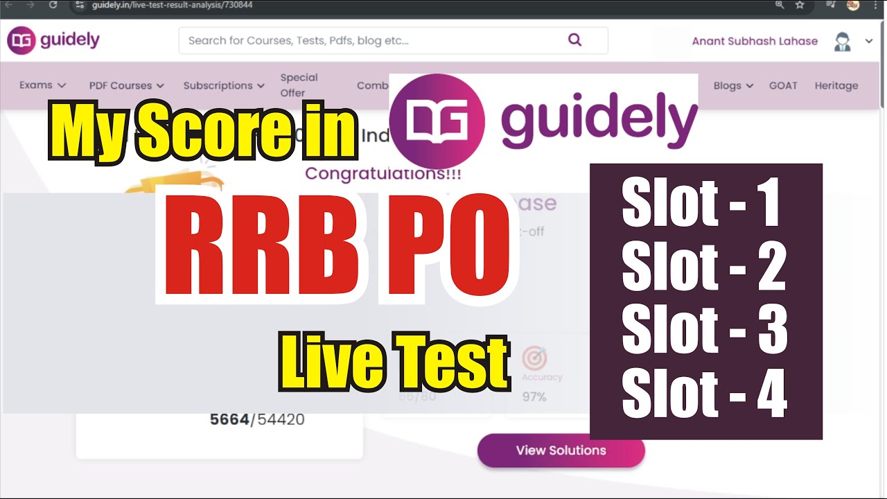 My Score in Guidely RRB PO Mega Live Test 📚 ️ | All Shift Score ...