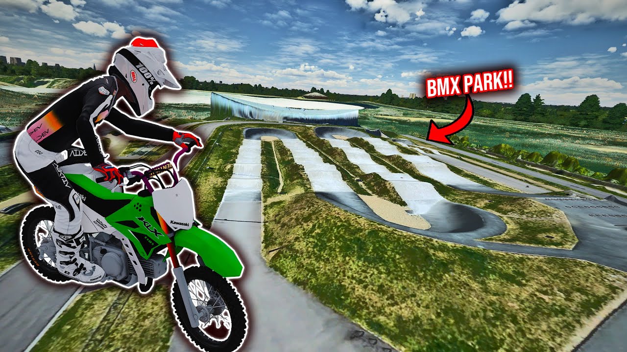 RIDING PITBIKES AT A LITERAL BMX PARK IN MX BIKES!? (HUGE JUMPS!) - YouTube