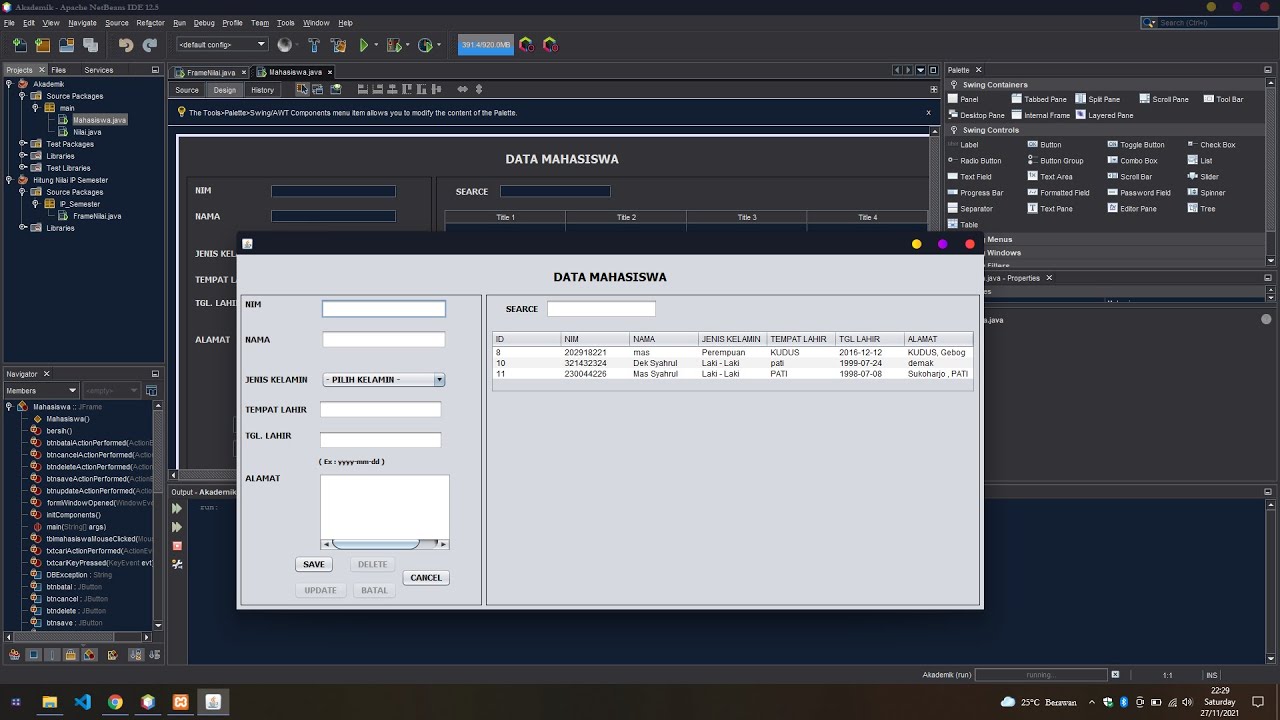 PEMROGAMAN JAVA-CRUD&RELASI TABEL DATA-Sistem Akademik - YouTube