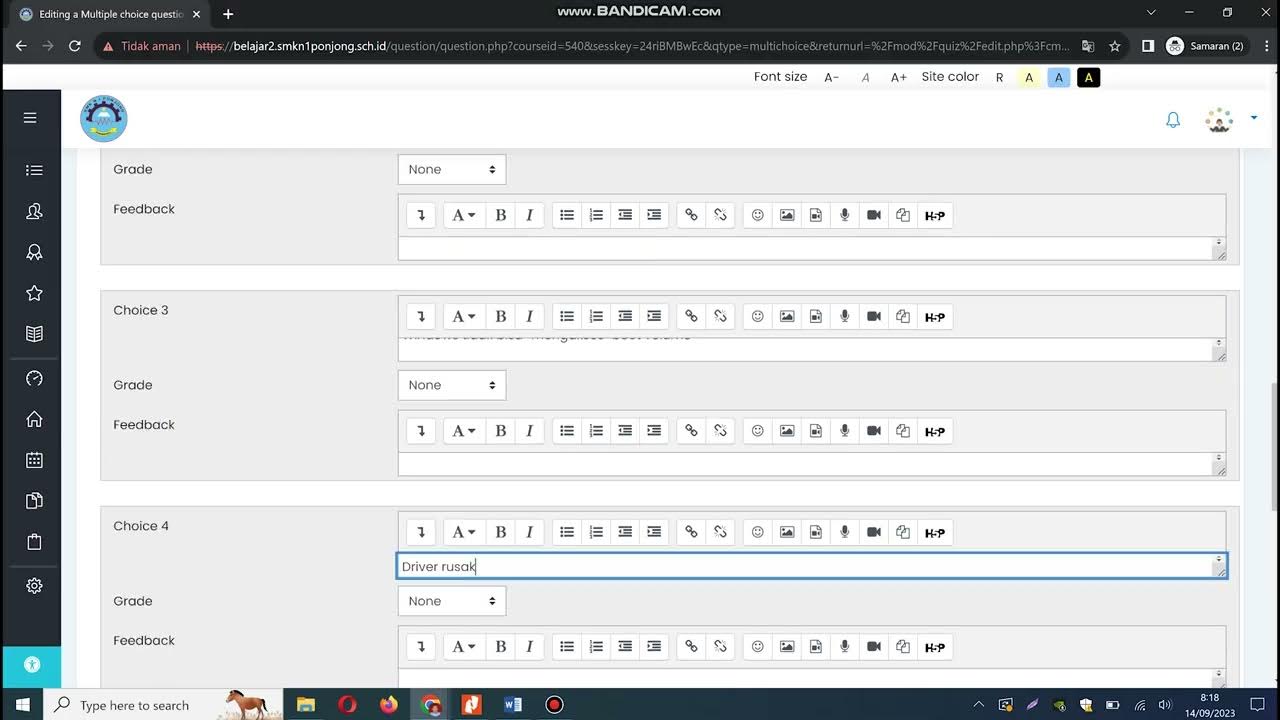 Part 11. INPUT SOAL PILIHAN GANDA DI MOODLE - YouTube