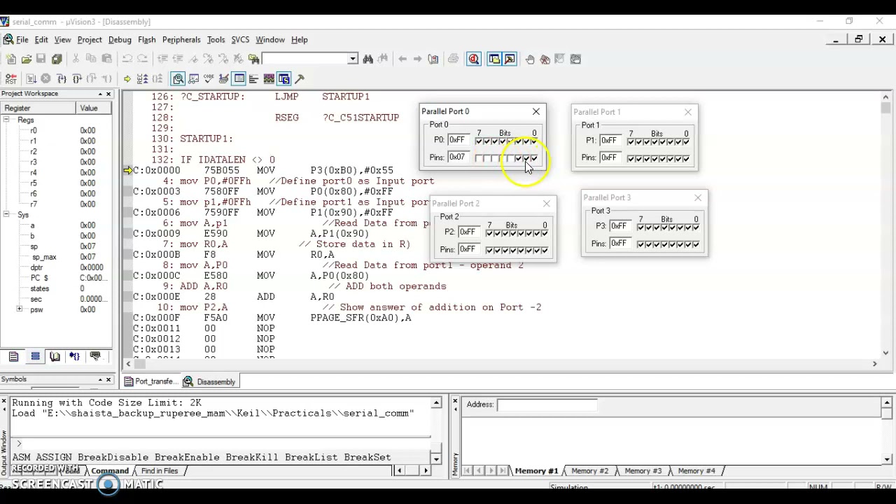 Read And Write Of 8051 Port Using Keil Youtube