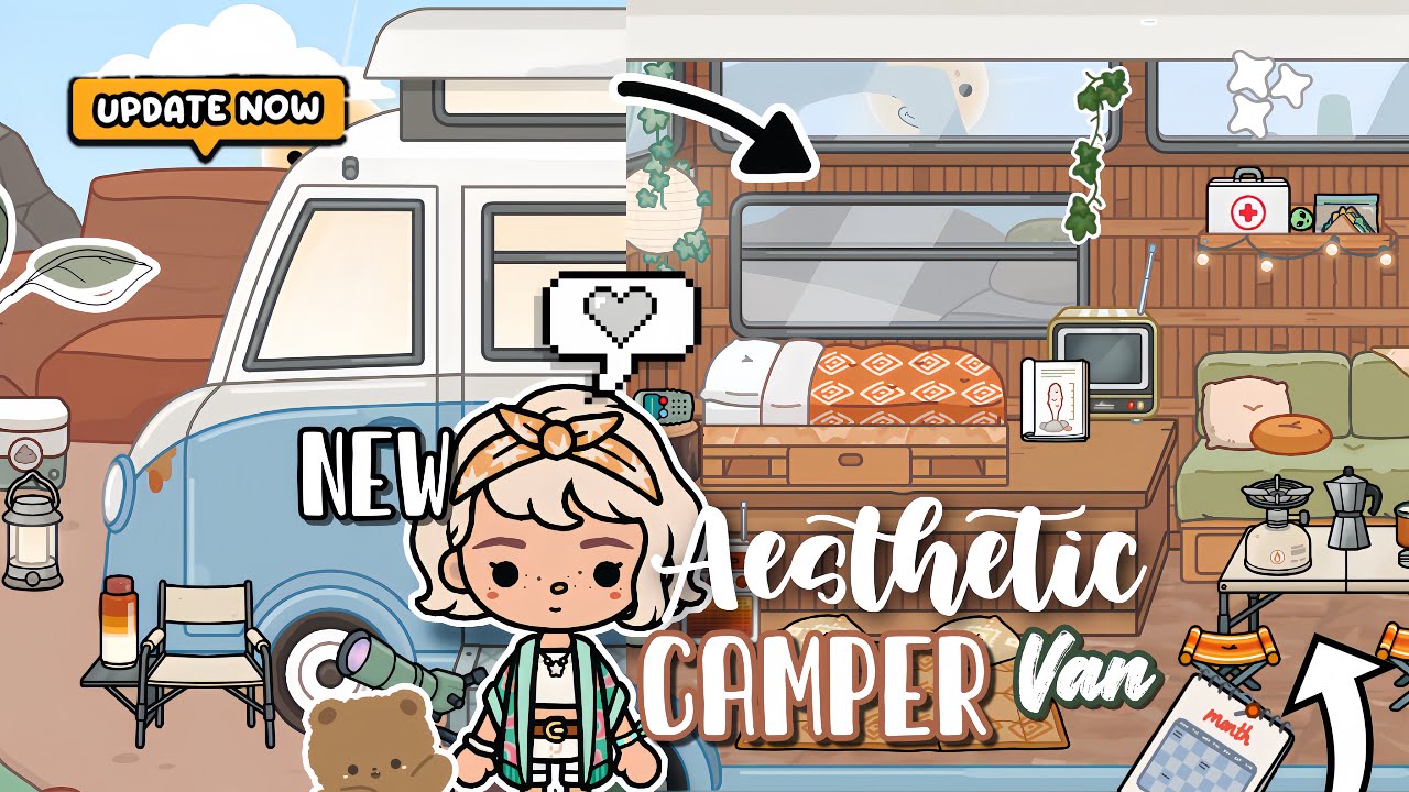 NEW Aesthetic Wilderness CAMPER VAN Design🌵🧺Toca Boca House Ideas NEW ...