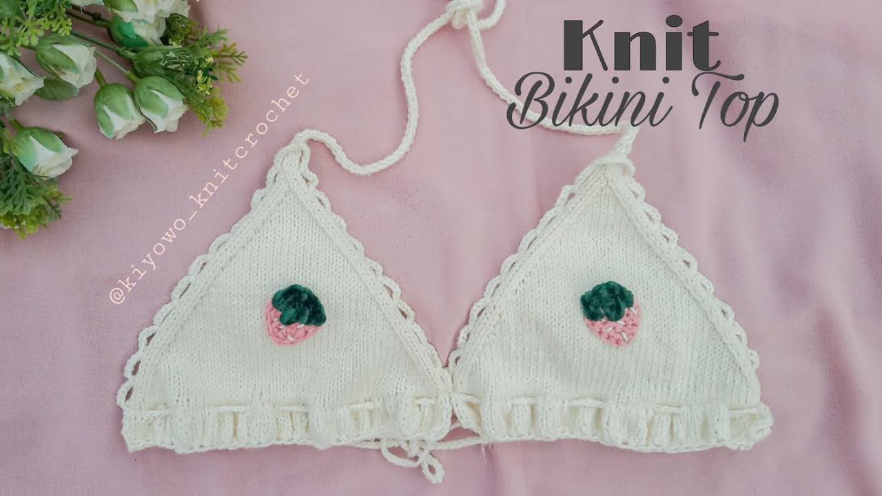 Knit Bralette Tutorial for Beginners | Strawberry Bikini Top Crochet ...