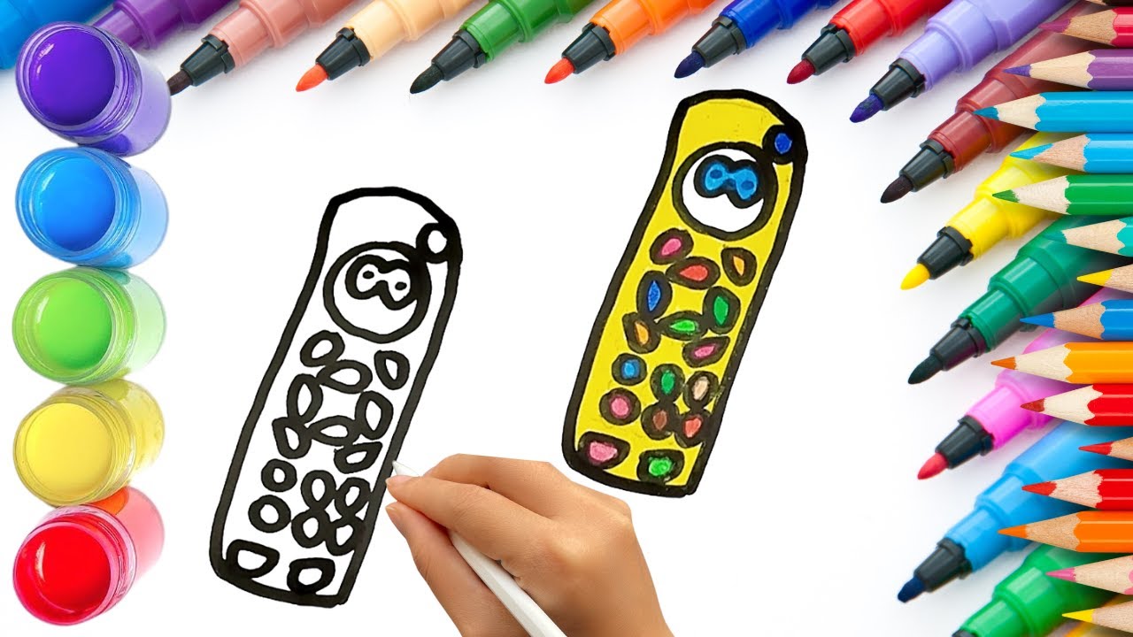 How To Draw cute TV Remote Drawing, Painting & Coloring For Kids and ...