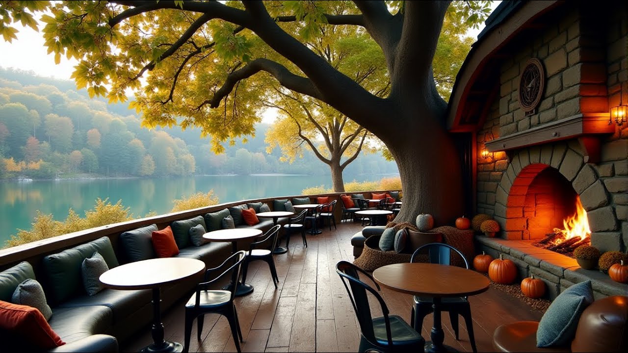 Relaxing Jazz & Cozy Fireplace 🍂 Warm Fire Ambience for a Crisp Fall ...