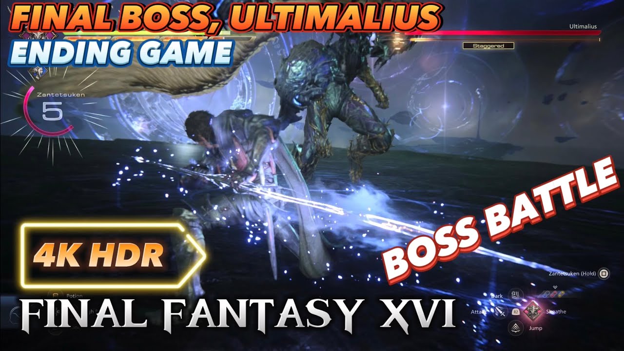 FINAL FANTASY XVI 4K HDR FINAL BOSS BATTLE , ULTIMALIUS, ENDING GAME ...