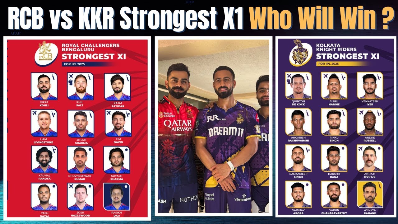 IPL 2025 : KKR vs RCB Strongest X1 ? | KKR Want To Execute Momentum In ...