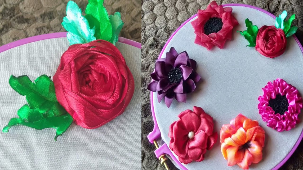 Spider Web Rose Stitch Embroidery Tutorial / Ribbon Rose / Ribbon ...