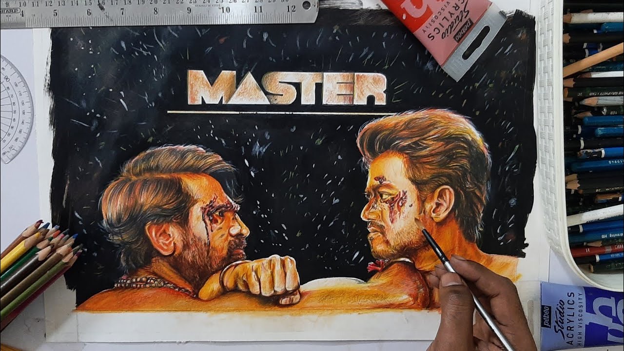 Master drawing thalapathy Vijay and vijay sethupathi |Master| vijay ...