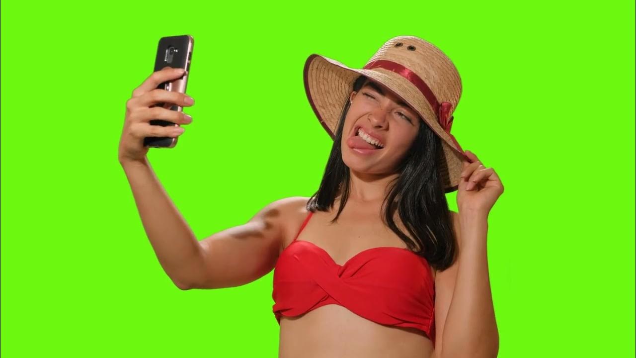 Beautiful Girl Taking Selfie Green Screen Video Youtube