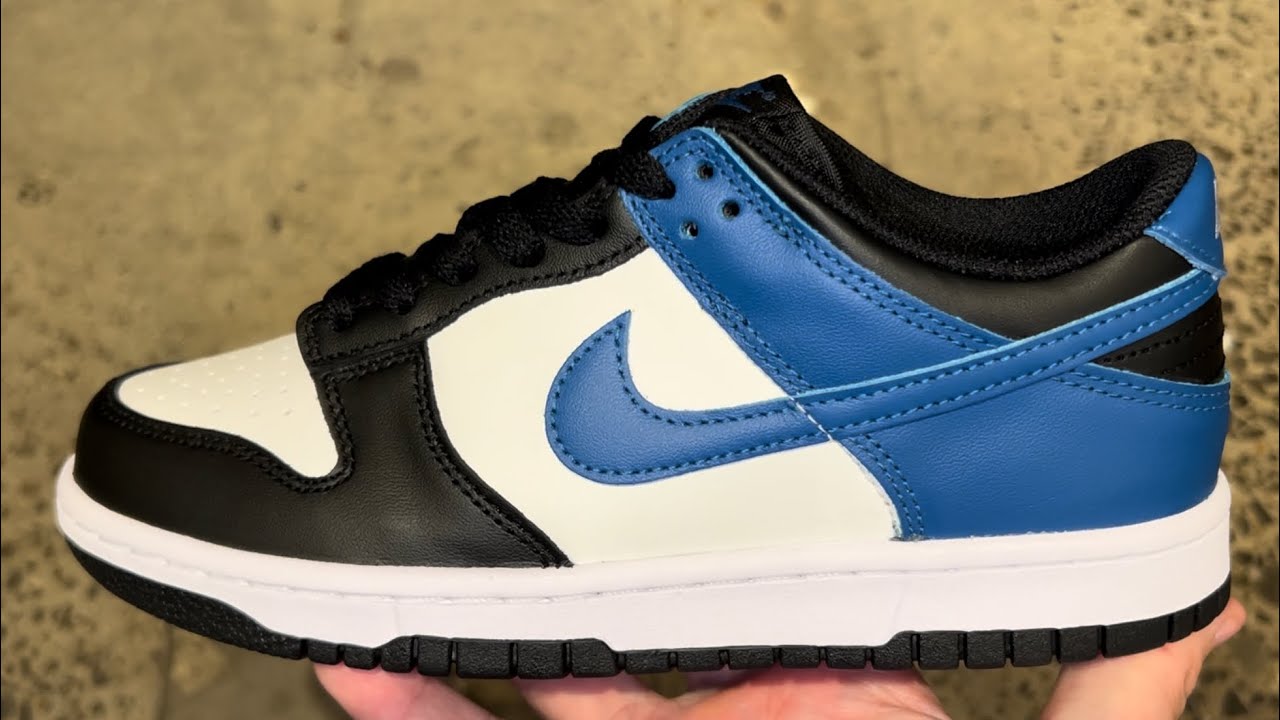 Nike Dunk Low White Industrial Blue Black Shoes - YouTube