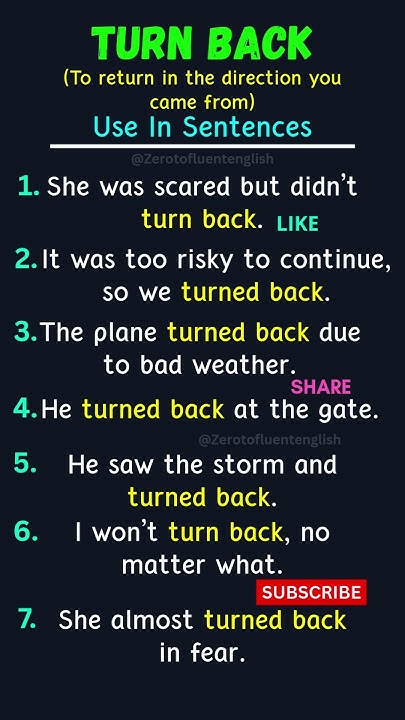 Turn back , Use In Sentences||#shortsfeed #shorts @Zerotofluentenglish ...