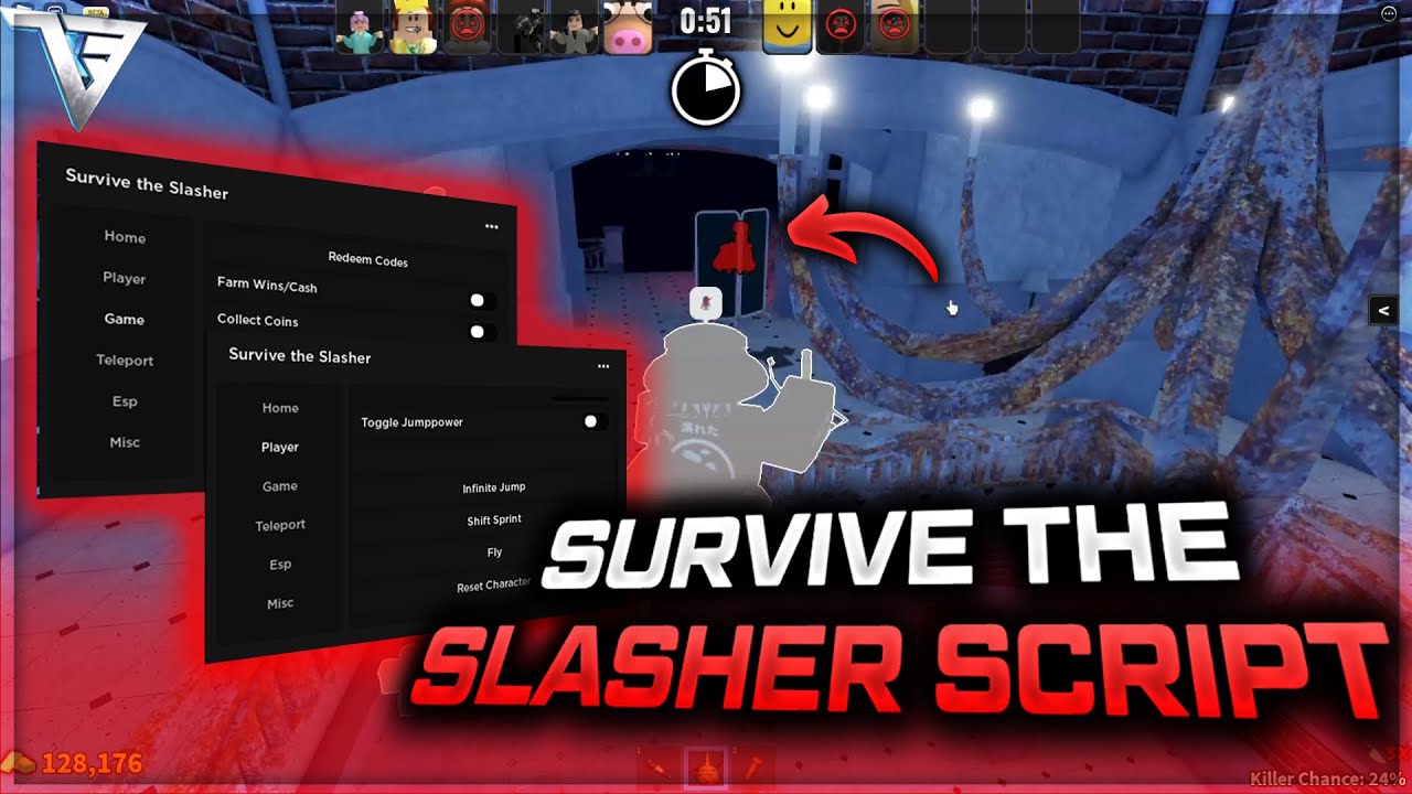 SURVIVE THE SLASHER SCRIPT (AUTO FARM WINS, AUTO COLLECT COINS, ESP ...