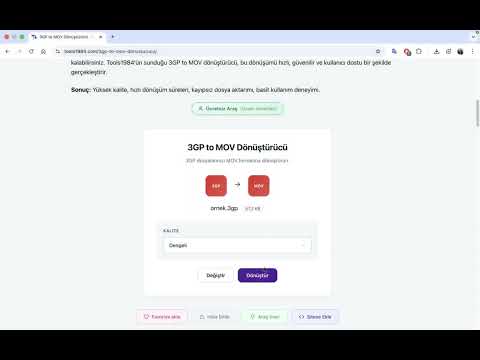 3GP to MOV Dönüştürücü | 3GP Video Dosyalarını MOV Formatına Ücretsiz Çevirin