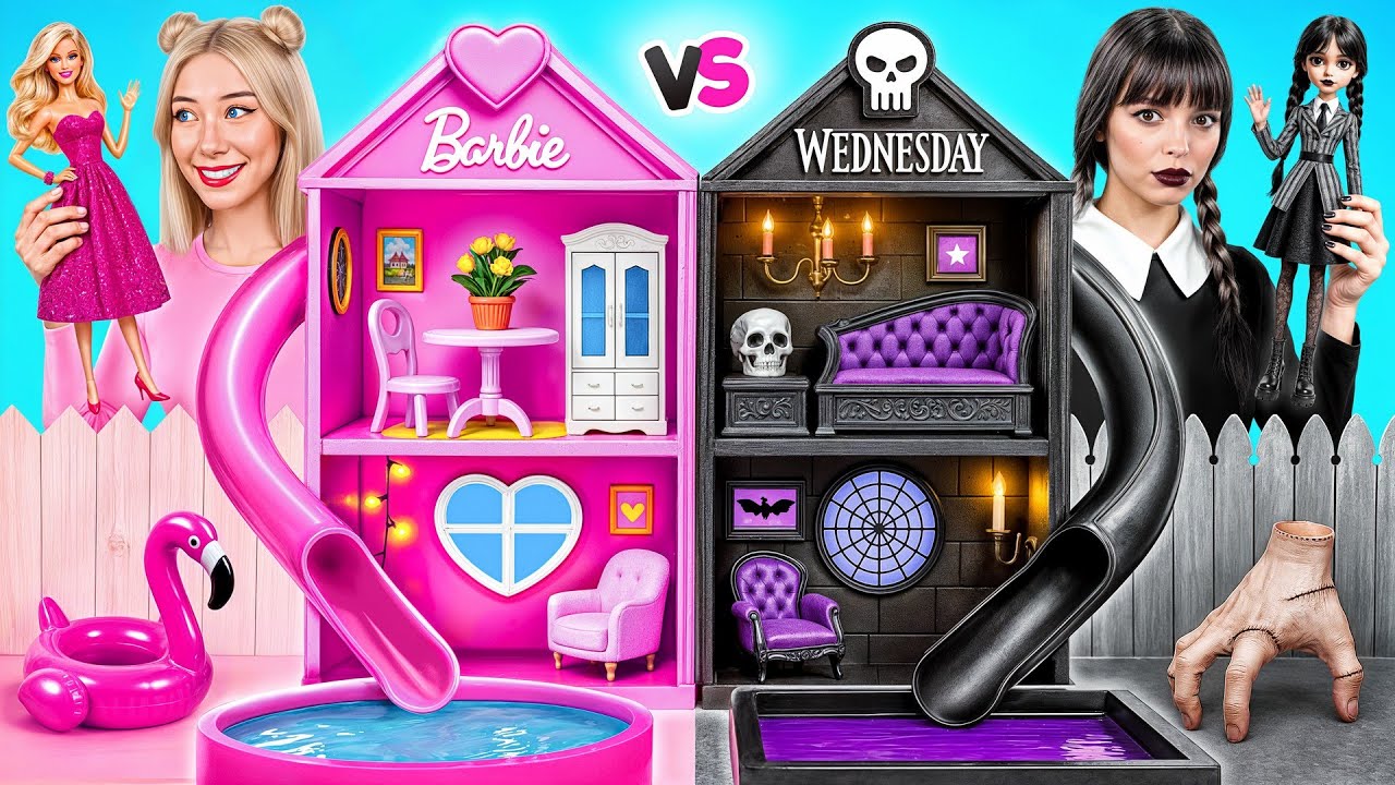 We Build Amazing Doll House | Wednesday vs Barbie Challenge by Bubba DO ...