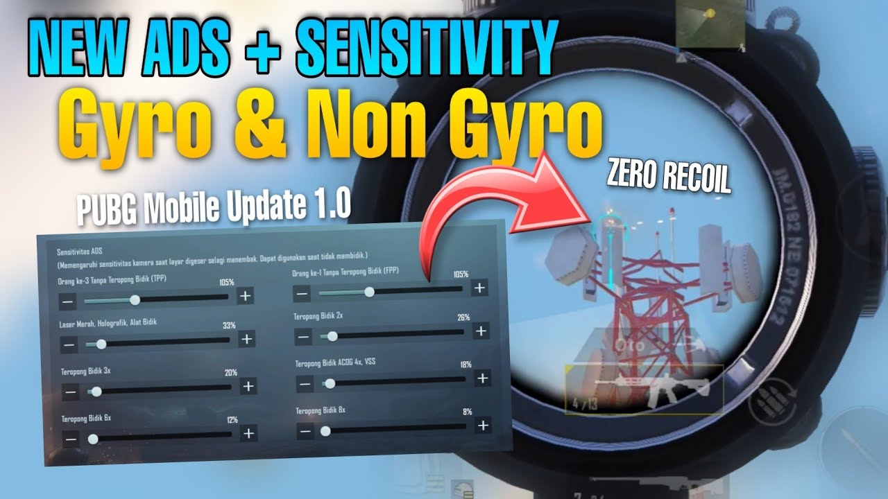 My Setting ADS Sensitivity Gyro & No Gyro After Update PUBG Mobile 1.0 ...