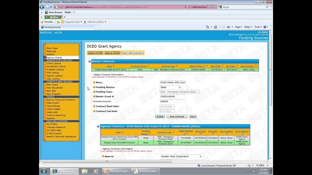 FY 2012 Emergency Solutions Grant (ESG) Data Collection, Administration ...