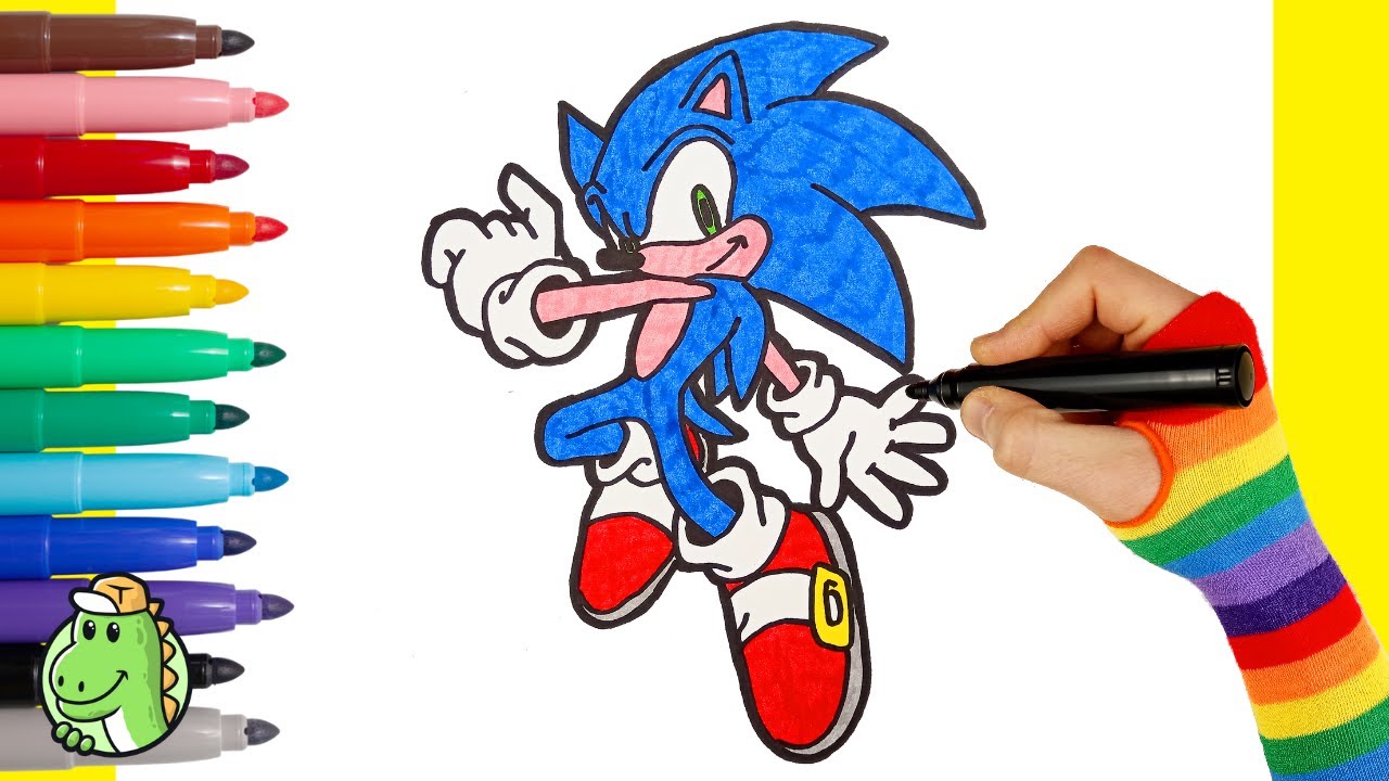 How to draw SONIC - Easy Drawing for Kids and Beginners - YouTube