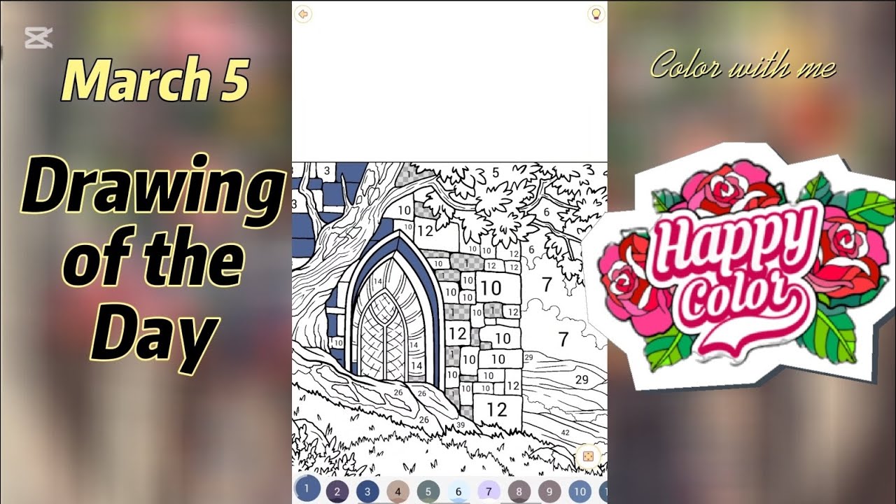 Happy Color App/ Drawing of the day/ 365 days challenge - YouTube