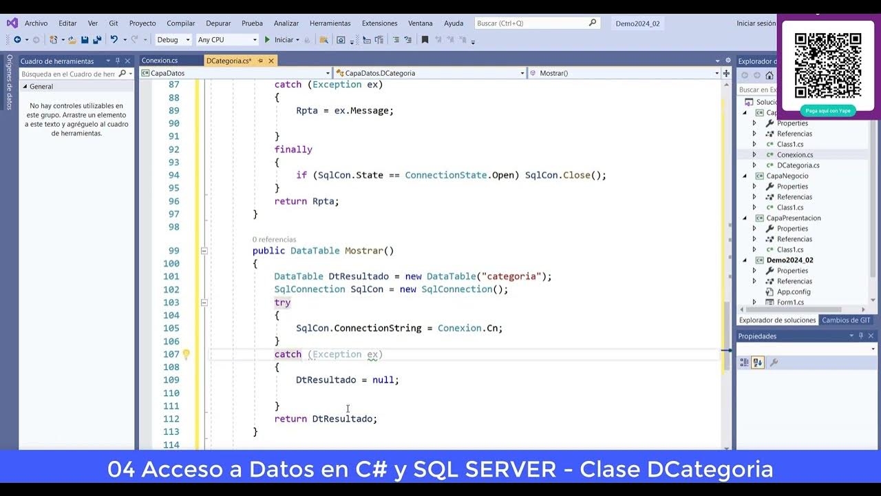 04 Acceso a datos con C# y SQL SERVER - Clase DCategoria - Métodos ...