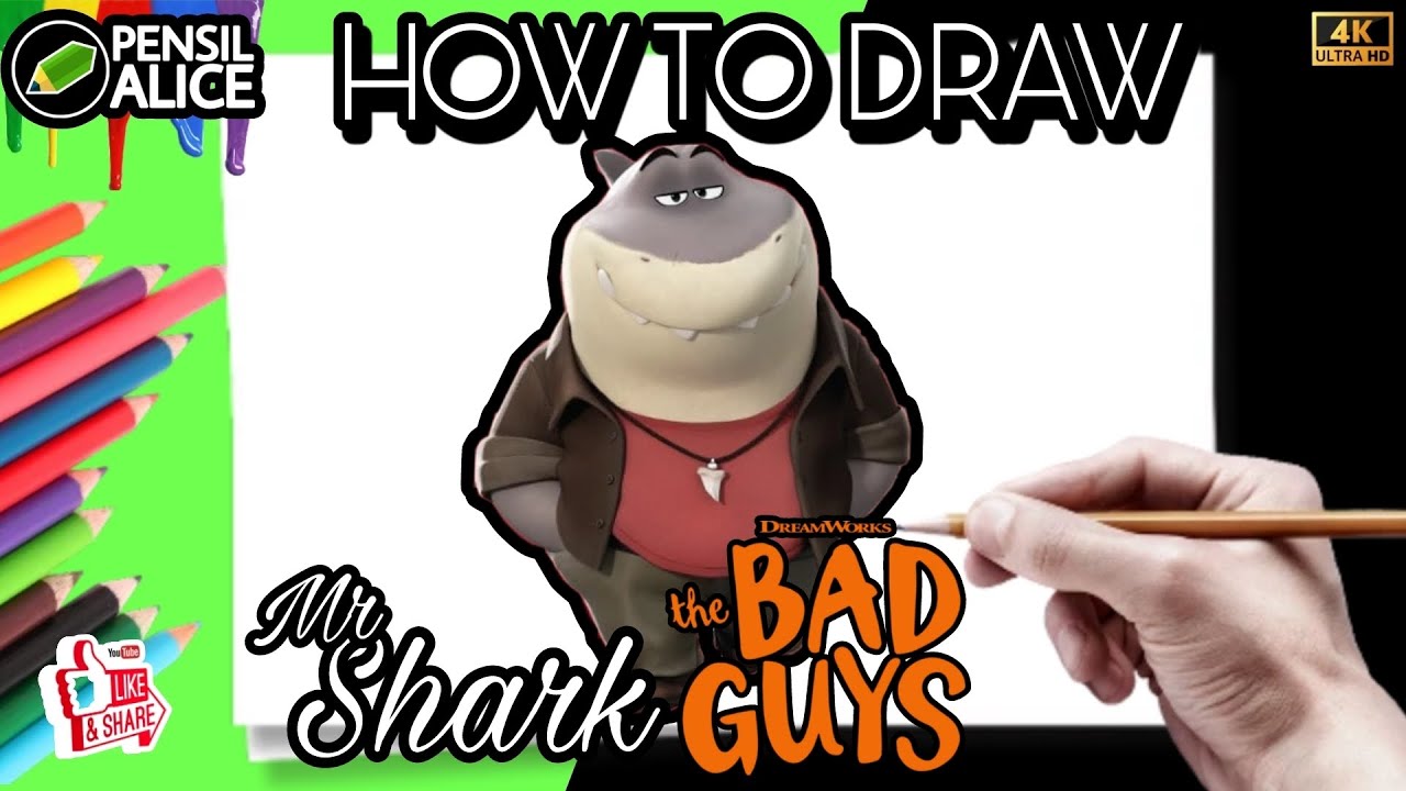 how to draw mr shark the bad guys - YouTube