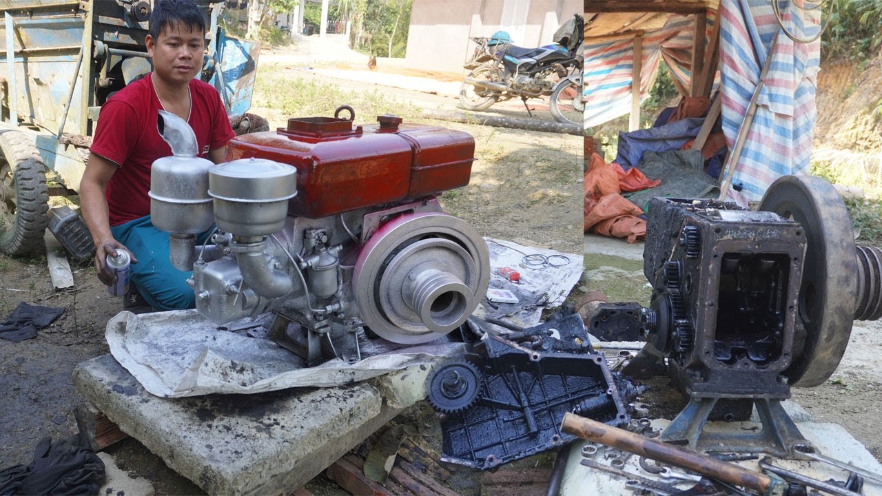 Repair Complete Restoration Old Diesel Engines Severely Damaged \ Building Mud House for Dog ...