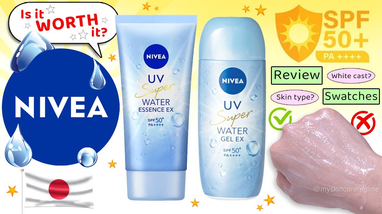 Best J-Beauty SPF? Nivea UV Super Water Essence EX vs Gel EX | Full Review + Swatches #sunscreen ...