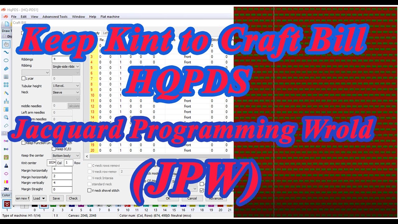 How to Use Knitting Chart Keep Kint to Craft Bill Jacquard Design Programe in HQPDS Software ...