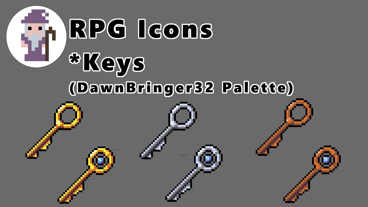 RPG Icons - Keys (DawnBringer32 Palette) - YouTube