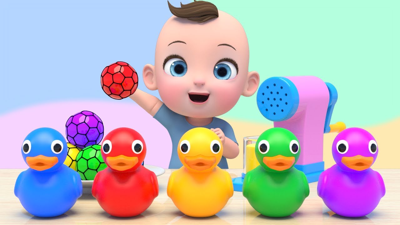 Color Baby Ducks Song! | Learn Color Wheels On The Bus Nursery Rhymes ...