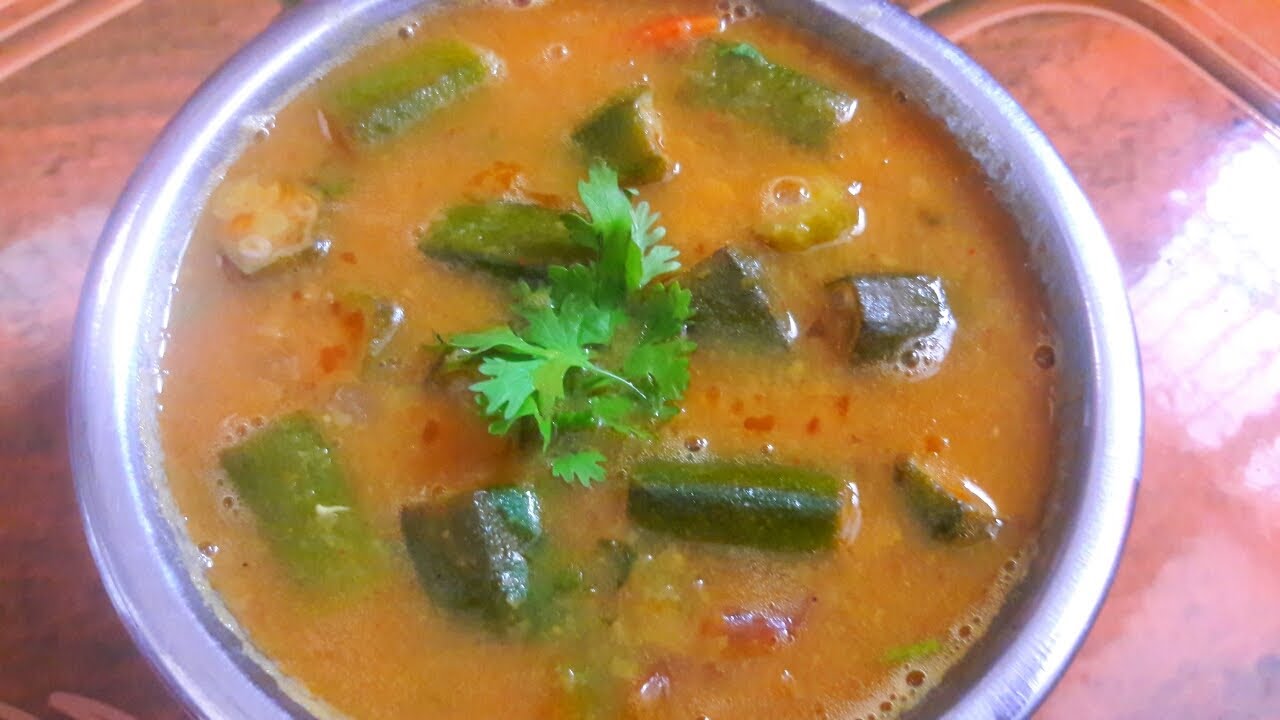 VENDAKKAI SAMBAR RECIPE/how to make vendakkai sambar/ladies finger sambar recipe... - YouTube