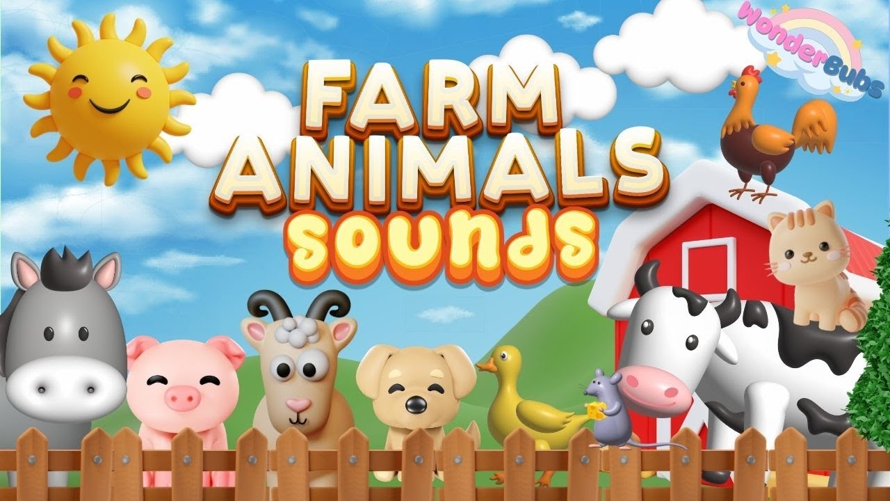 3D Farm Animal Sounds Song for Kids! Fun Nursery Rhyme with Moo, Meow ...