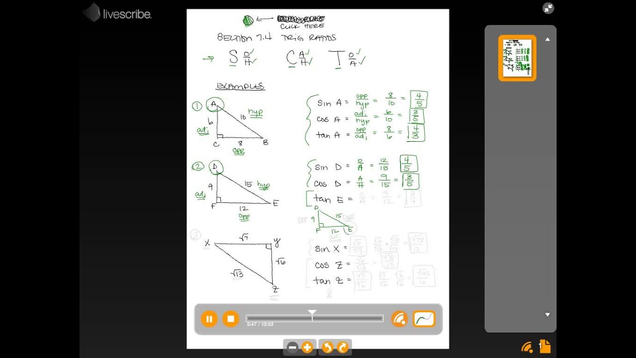 Section 7.4 Trig Ratios Examples - YouTube