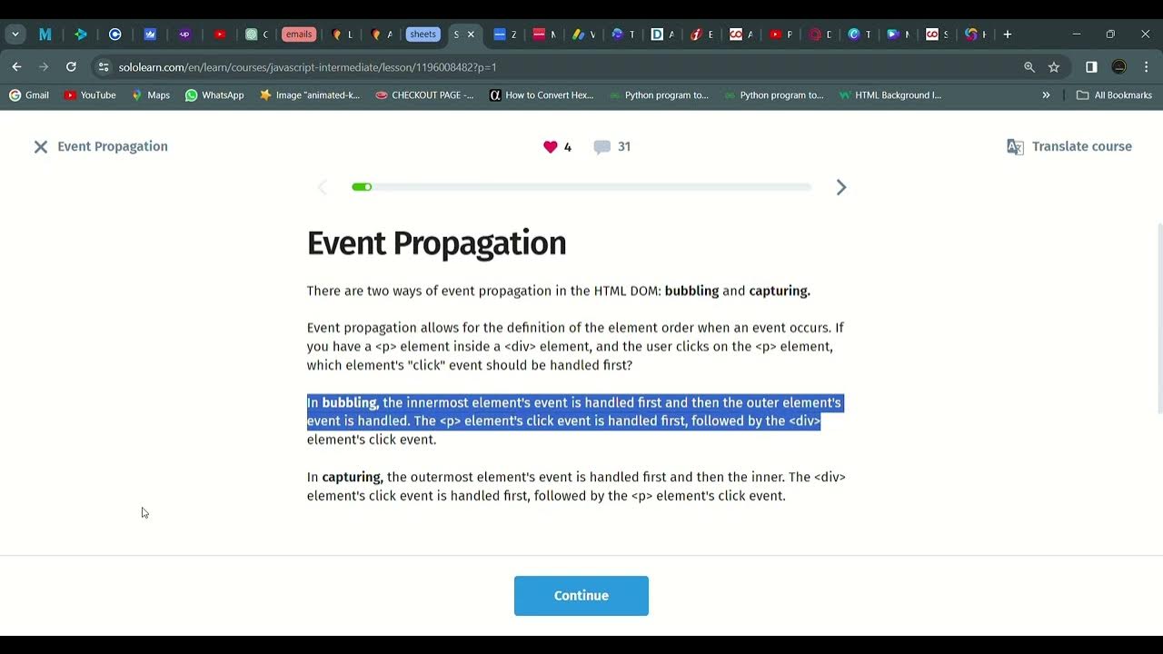21 Event Propagation Javascript Intermediate Sololearn Youtube