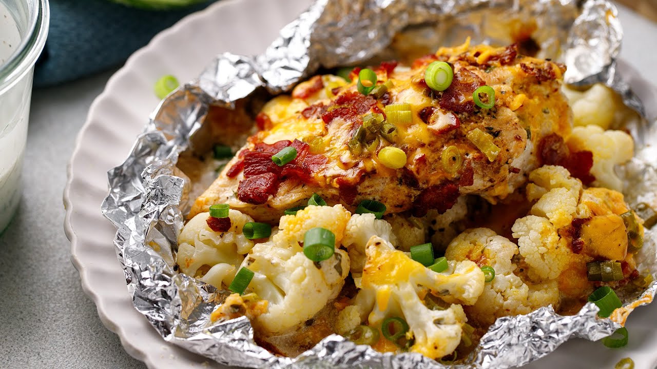 Keto Chicken, Bacon & Ranch Foil Packets [Easy Cleanup Recipe] - YouTube