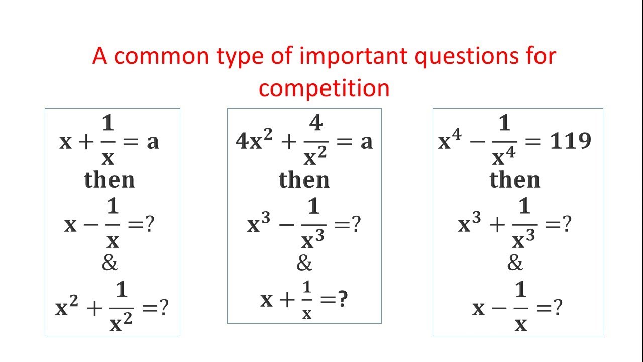 Algebra Common Ques, Math for SSC, CGLE, CHSL, GRE, GMAT, CAT, XAT ...