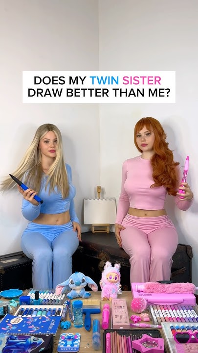 DOES MY TWIN SISTER DRAW BETTER THAN ME?😰 STITCH & LABUBU🩵🩷 DID YOU FIND HEART?💓 #stitch #labubu ...