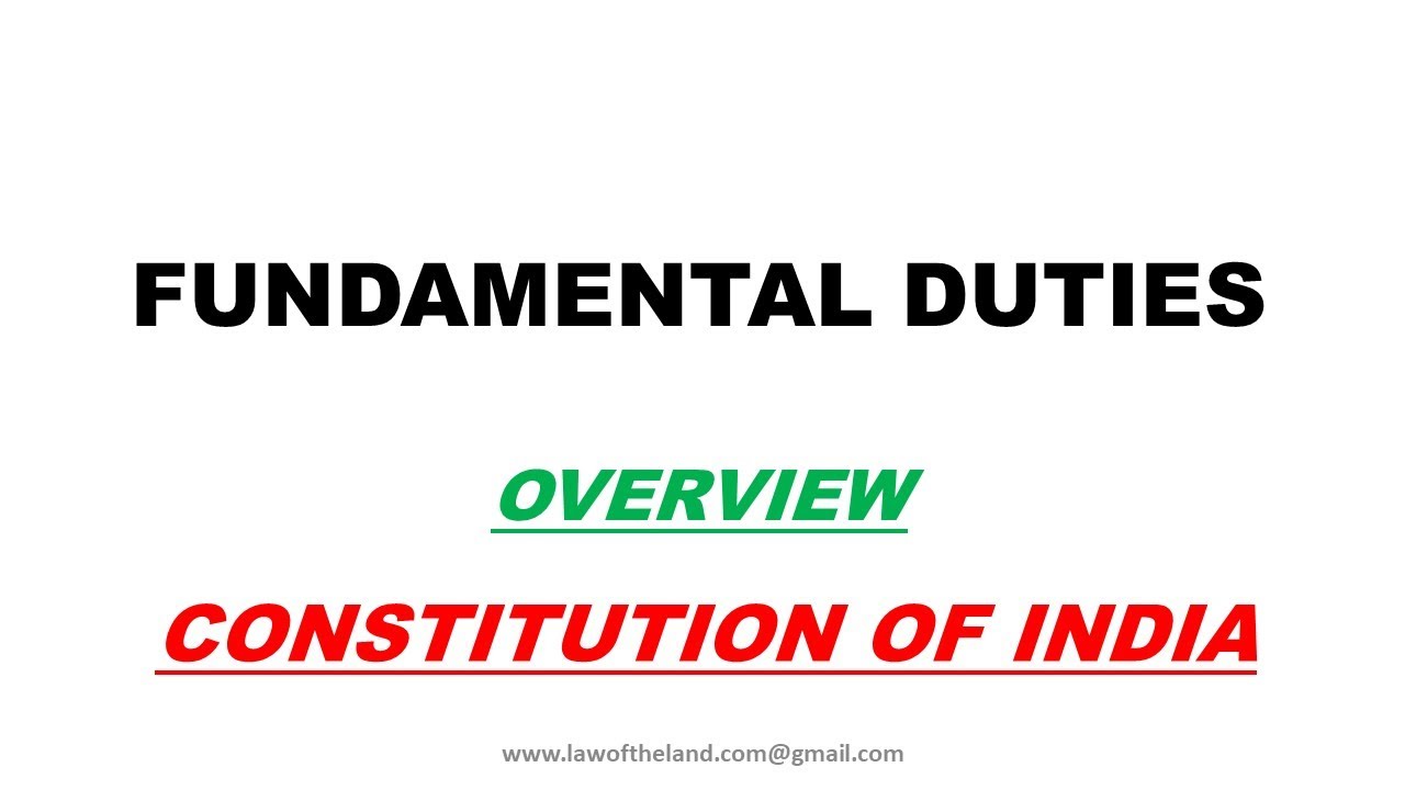 Fundamental Duties I Constitution of India I Article 51 A I - YouTube