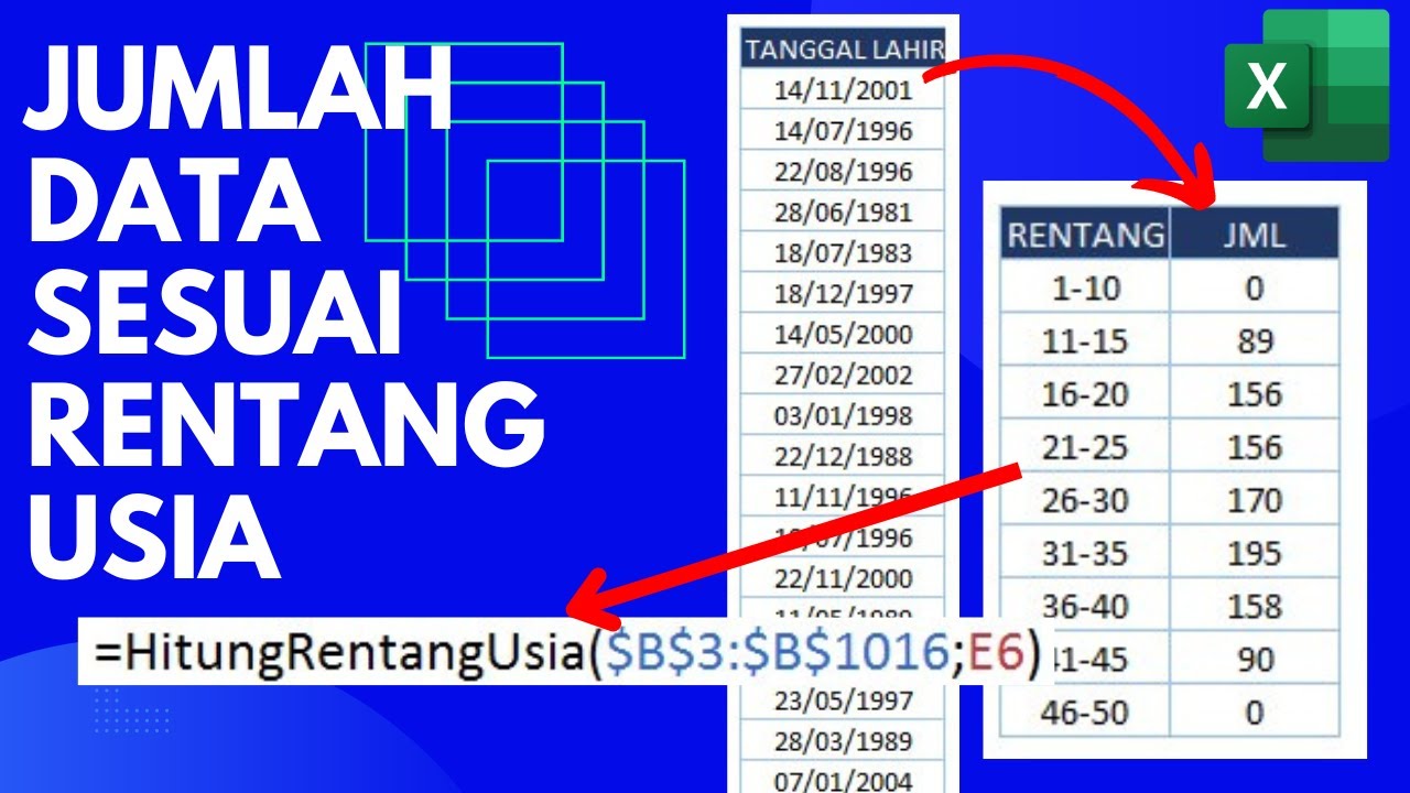 Menghitung Jumlah Data Sesuai Rentang Usia dari Tanggal Lahir - YouTube