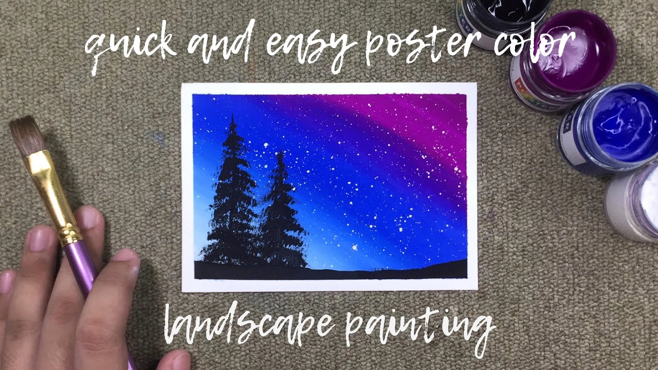 Quick and Easy Poster Color Landscape Painting for Beginners! • Step-by ...