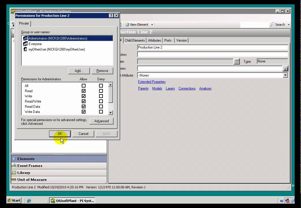 OSIsoft: Set the AF objects security, and database and collections security. v2010 - YouTube