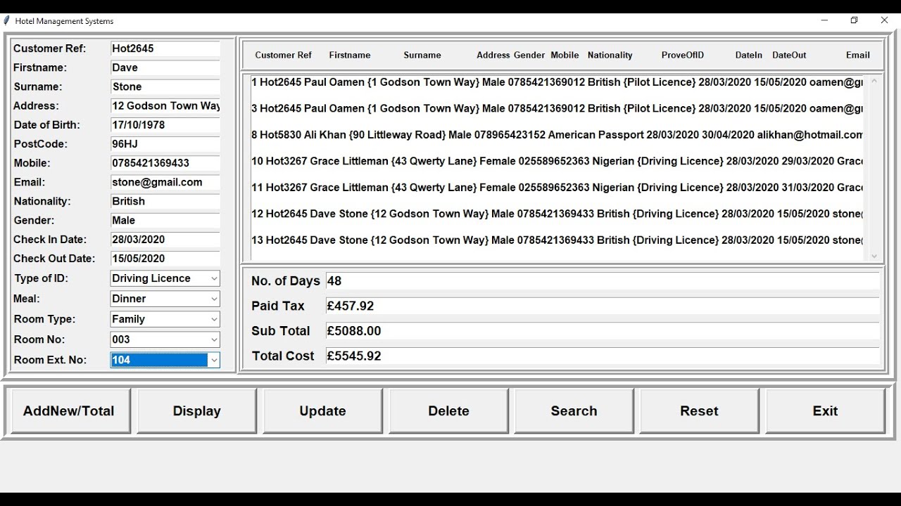 Overview of a Hotel Database Management System Developed in Python ...