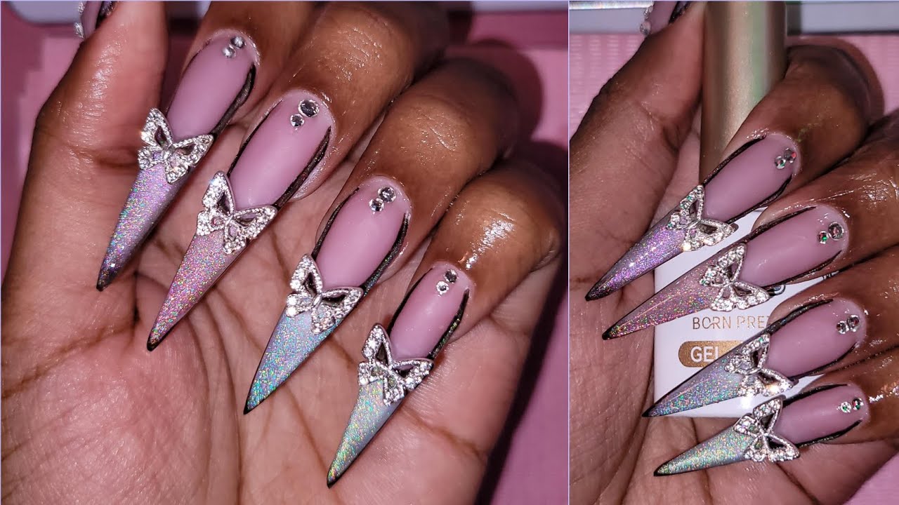 RAINBOW GLASS CATEYE MAGNETIC GEL | BORN PRETTY | STILLETO NAILS - YouTube