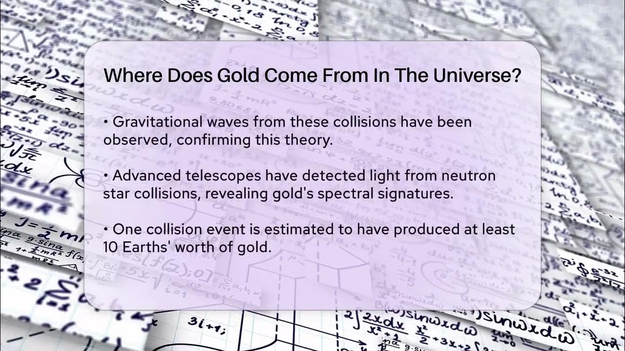 Where Does Gold Come From In The Universe? - Physics Frontier - YouTube