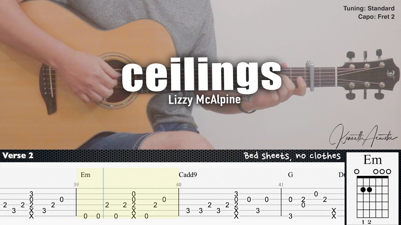 ceilings - Lizzy McAlpine | Fingerstyle Guitar | TAB + Chords + Lyrics ...