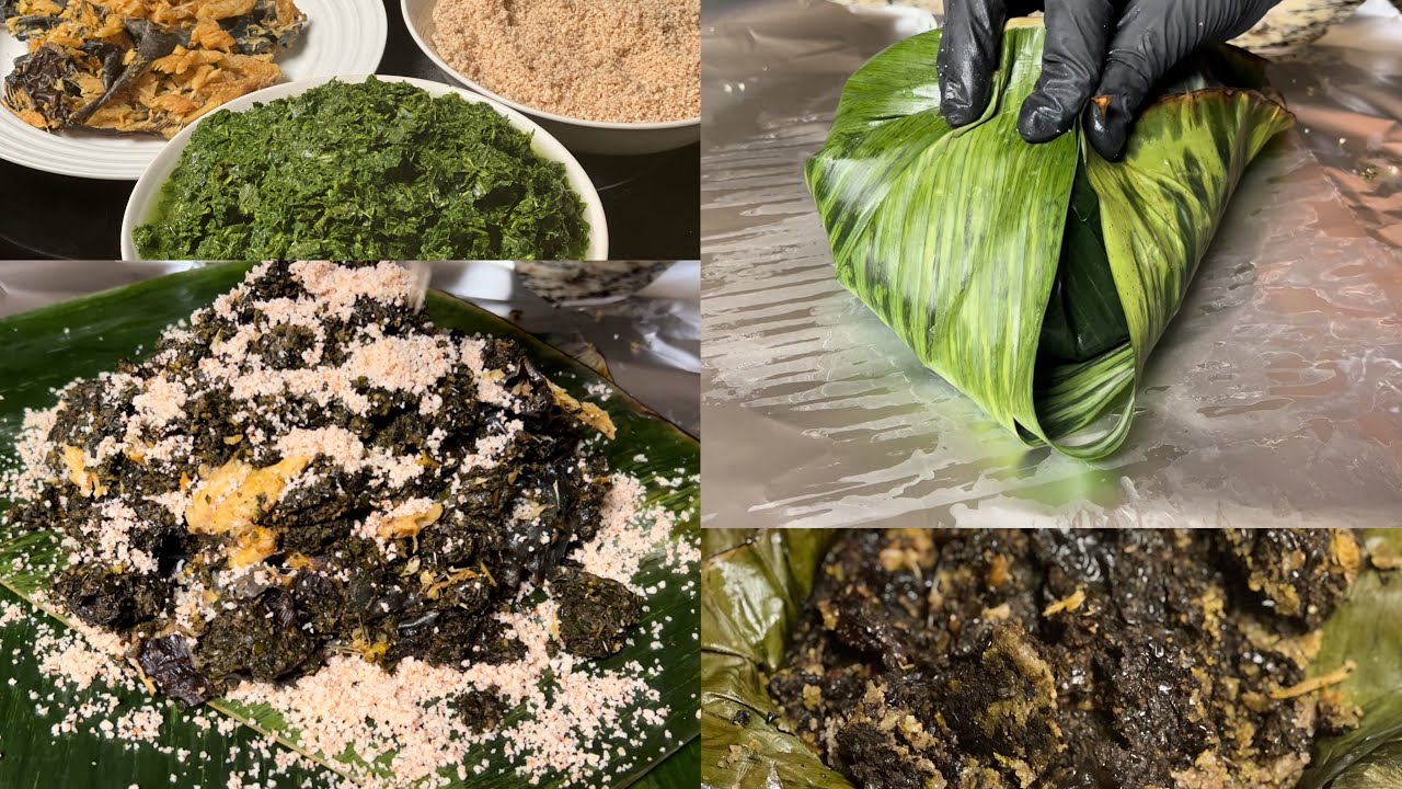 LIBOKE YA PONDU || PAPILLOTE DE FEUILLES DE MANIOC || BAKED CASSAVA ...